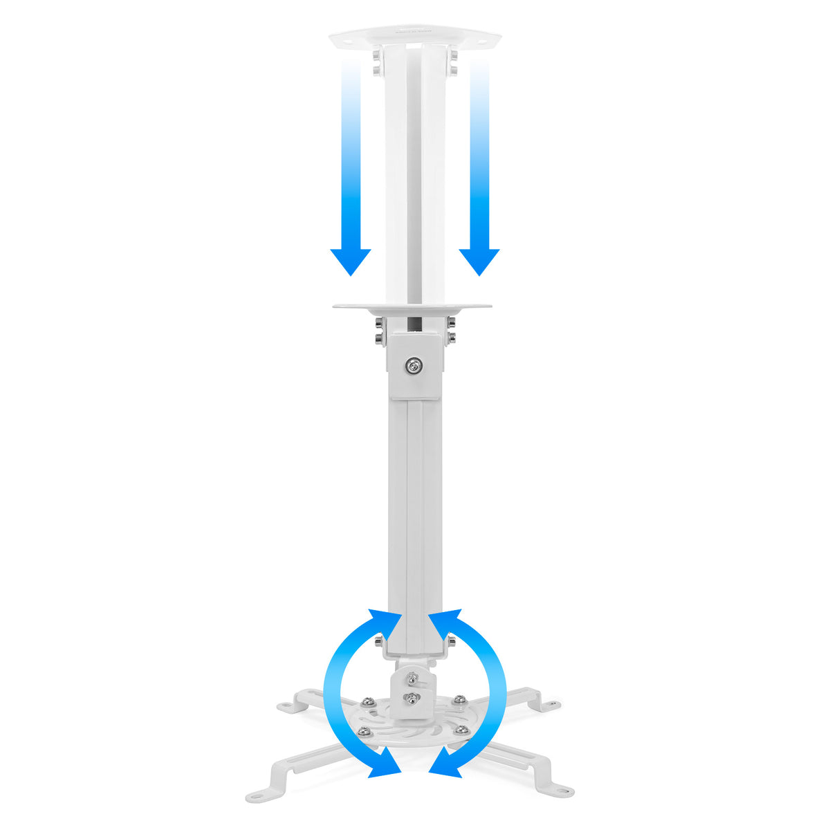 Adjustable Height Universal Ceiling Projector Mount Swivel Tilt, White ...