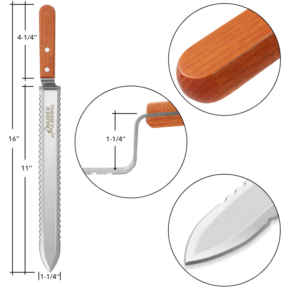 Stainless Steel Serrated Uncapping Knife Honey Scraper Beekeeping Tool ...