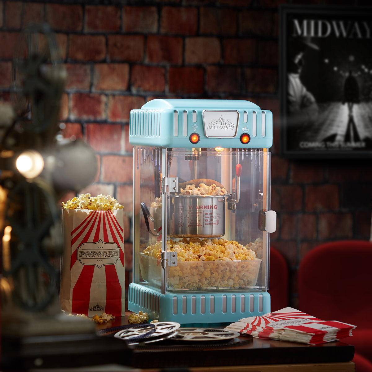 2.5 oz. Retro-Style Popcorn Machine, Blue – Mix Wholesale