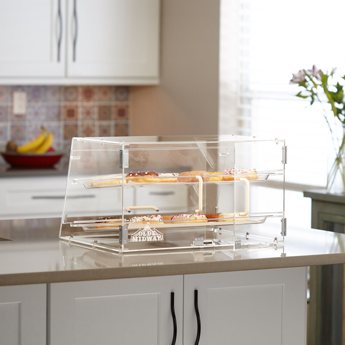 2-Tier Acrylic Bakery Display Case with Removable Trays – Mix Wholesale
