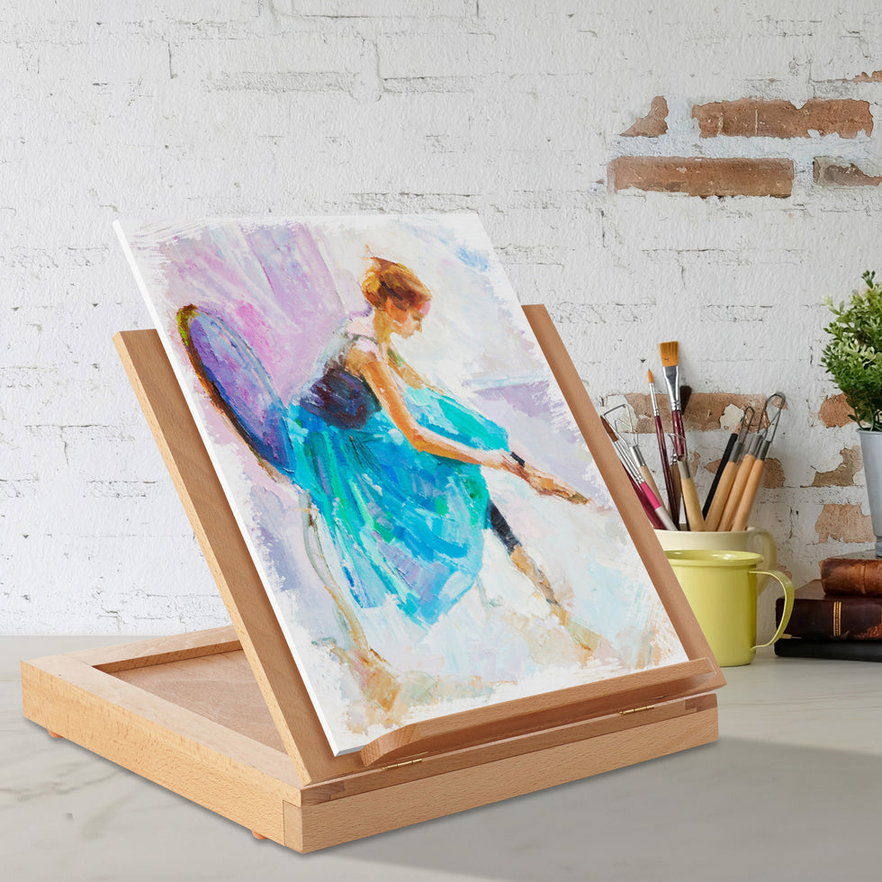 Beechwood Table Easel- Adjustable with Palette and Storage- 7 Elements ...